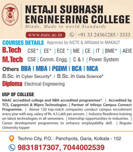 Welcome to Netaji Subhash Engineering College (NSEC)