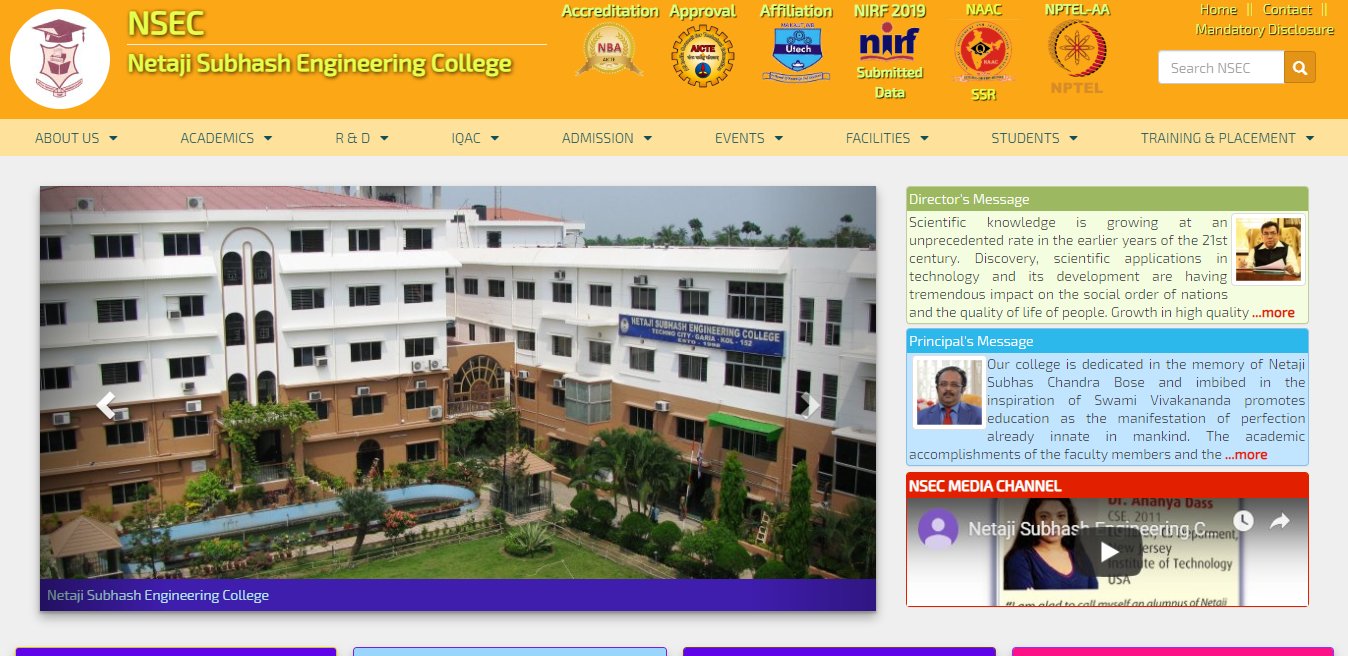 Welcome to Netaji Subhash Engineering College (NSEC)